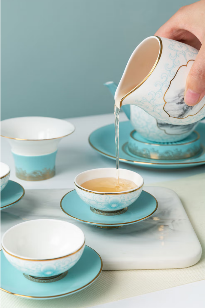 Silk Road Bone China Tea Set 18-Piece Gift Boxed - GC Porcelain